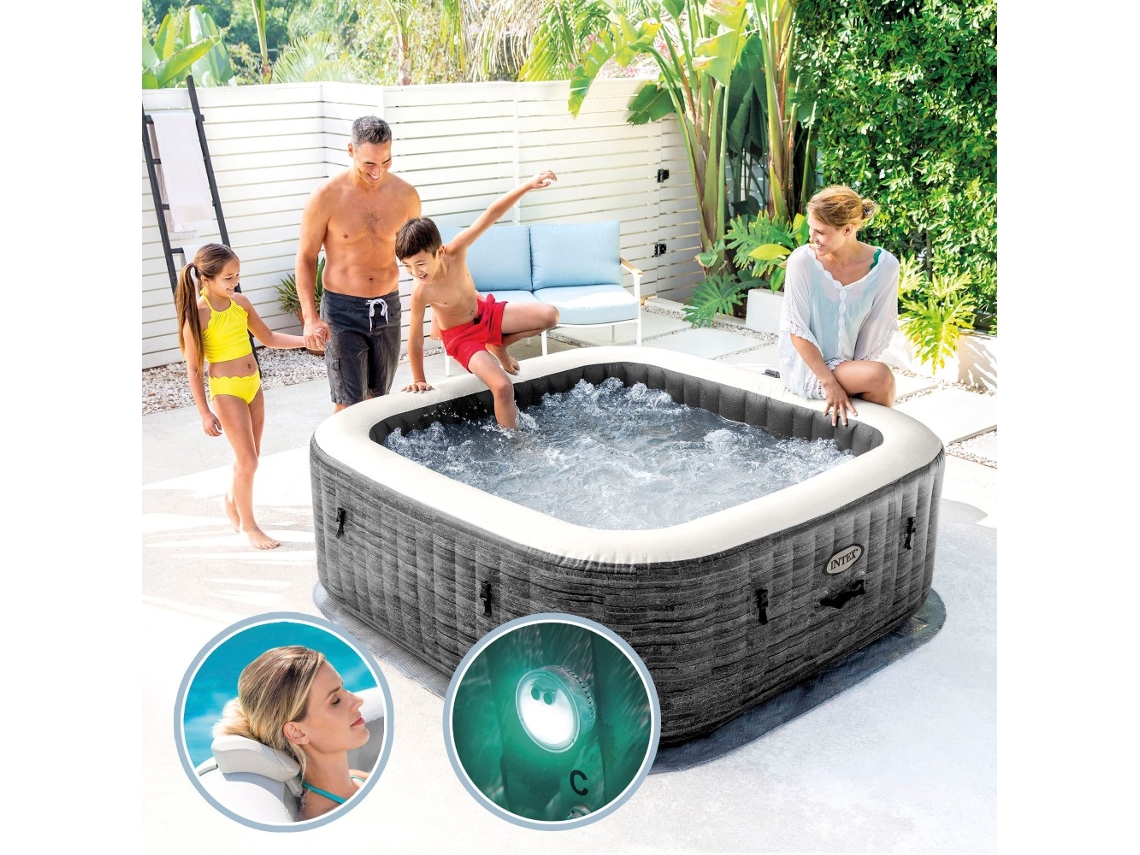 Jacuzzi Insuflável Greystone Deluxe 4 Pessoas 211X211 Cm INTEX | Worten.pt