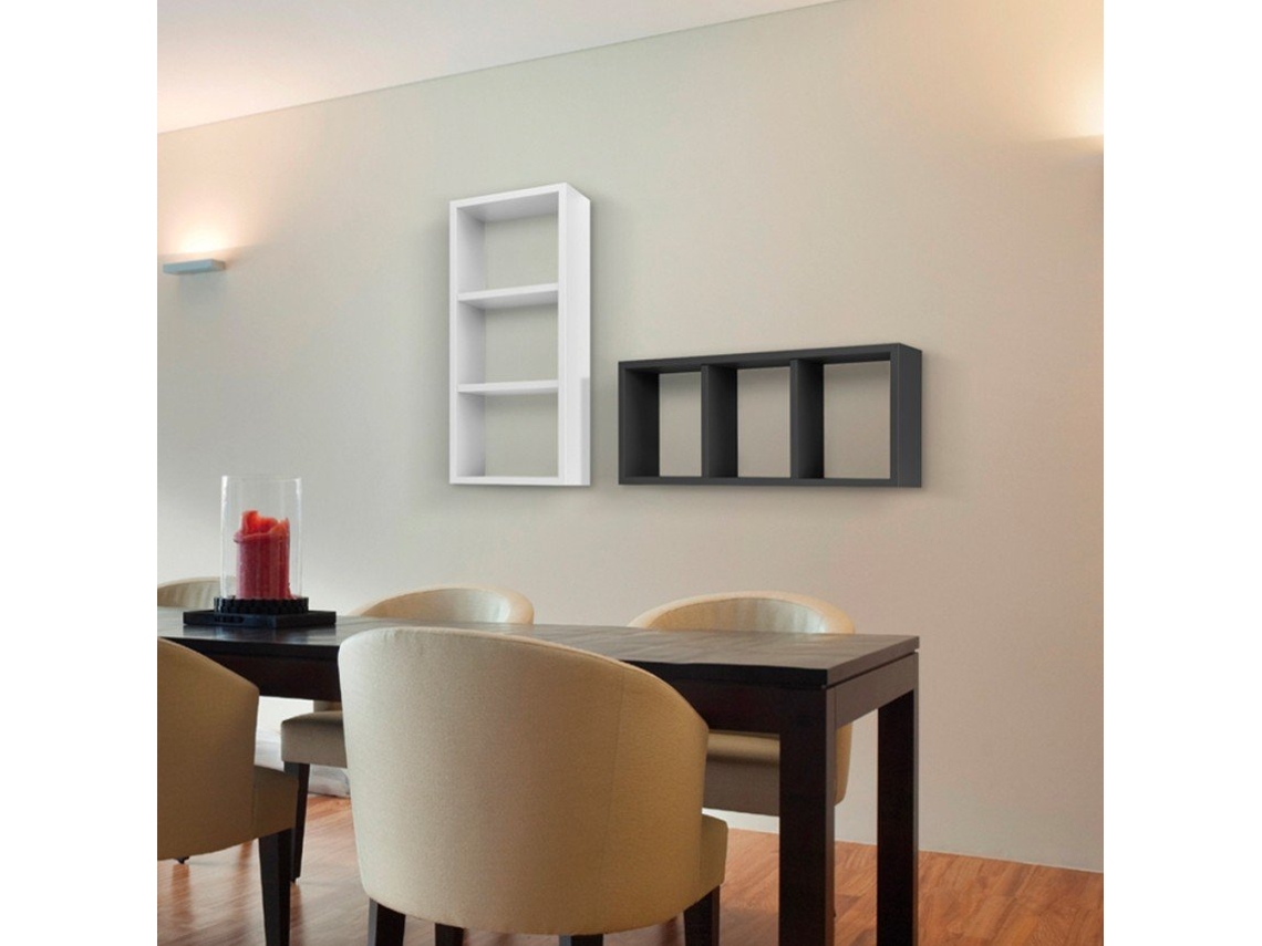 Prateleira de parede cubo retangular moderna 3 compartimentos Tristano ...