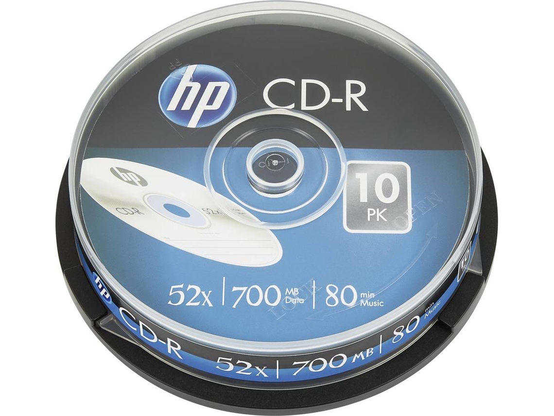 CD - R HP 80Min 700MB 52x Cake Box (10 unidades) | Worten.pt