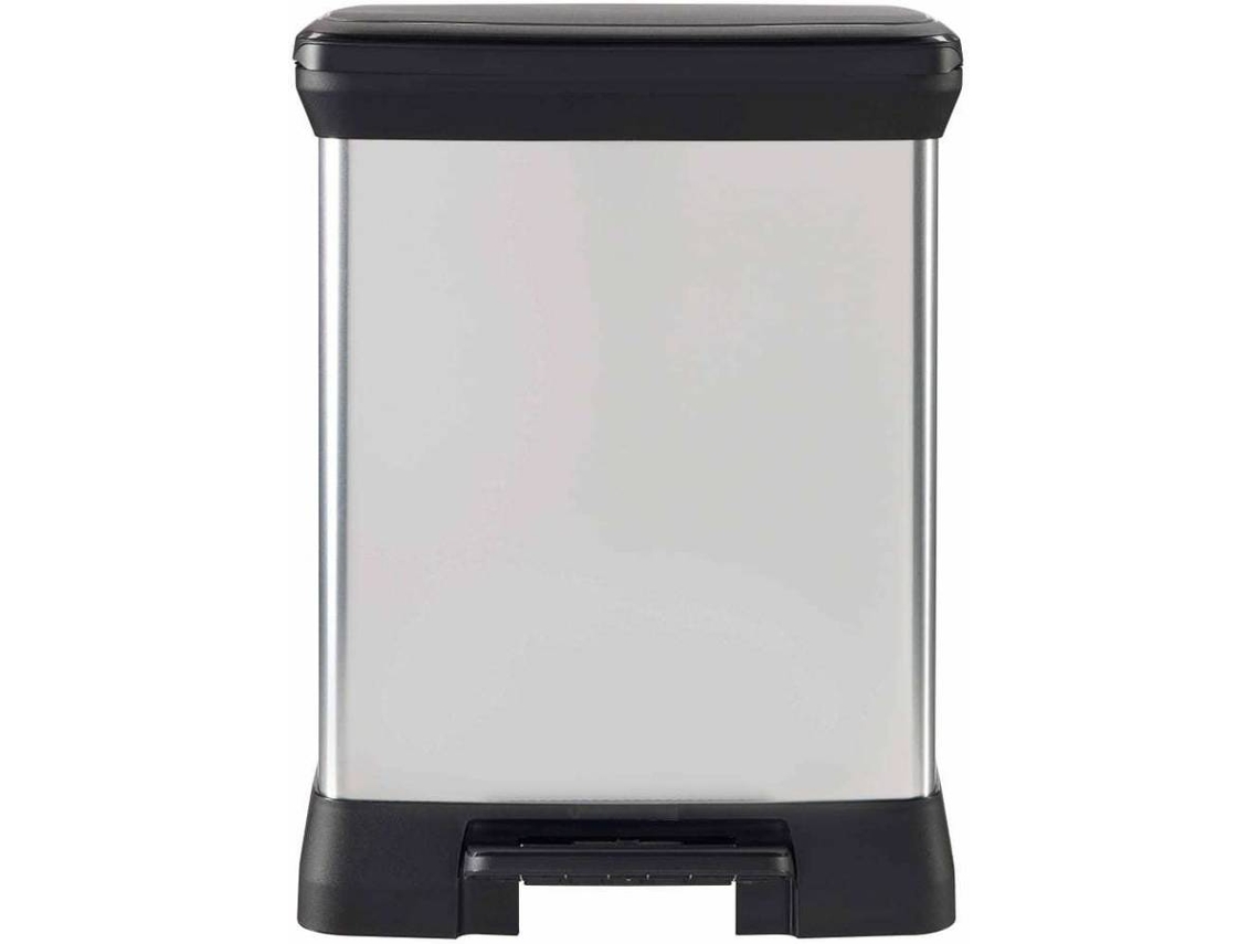 Curver Caixote do lixo duplo com pedal Deco 28 L prateado 240638 ...