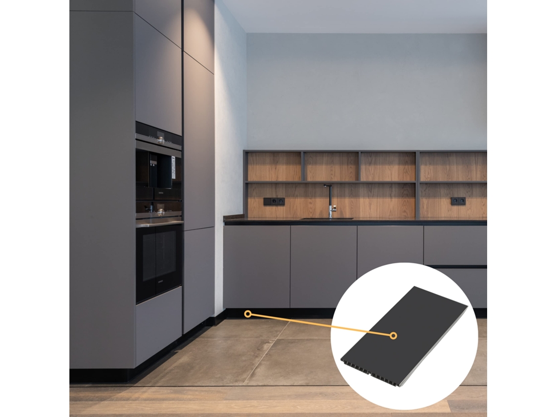 Rodapé de cozinha - Perfil de rodapé em PVC L 2,5m + Acessórios (2 ...