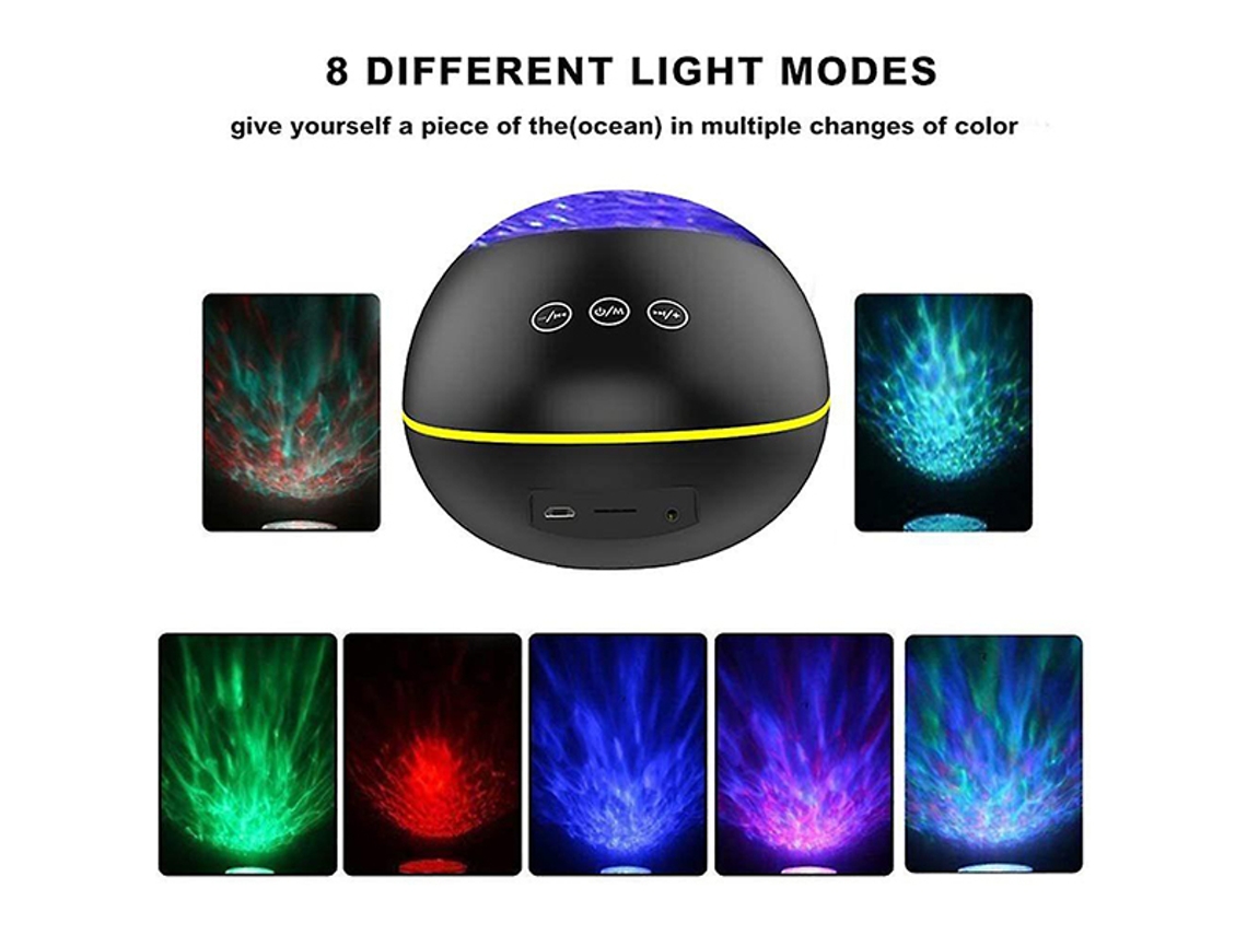 Projector LED Bluetooth, Ocean Wave Projector Lâmpada Night Light com ...