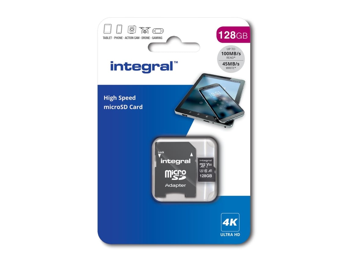 Integral Inmsdx128G-100V30 128Gb Micro Sd Card Microsdxc Uhs-1 U3 Cl10 ...