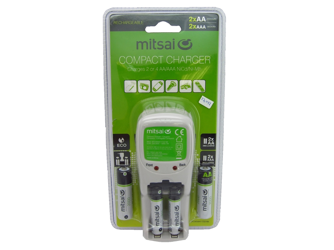 Pilha e Carregador Recarregável MITSAI +2XAAA 900 + 2XAA 2000 (Outlet ...