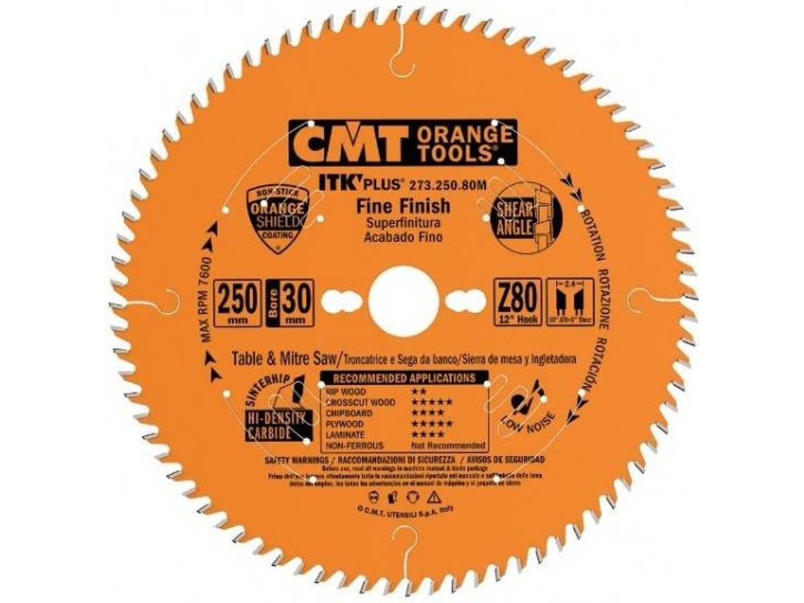 Disco para Serra Circular CMT ORANGE TOOLS Ø250Mm Z=80 - 273.250.80M ...
