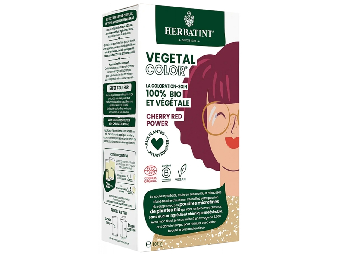Tinta Vegetal Organic Color 100 gCor: Cherry Red Power HERBATINT ...