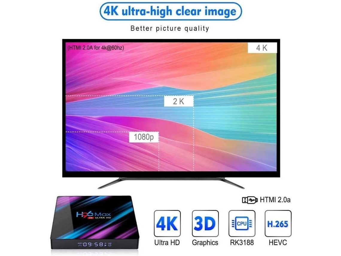 Box Smart TV YDCY TV Box-H1 (Android - 4K Ultra HD - 4 GB RAM - Wi-Fi ...