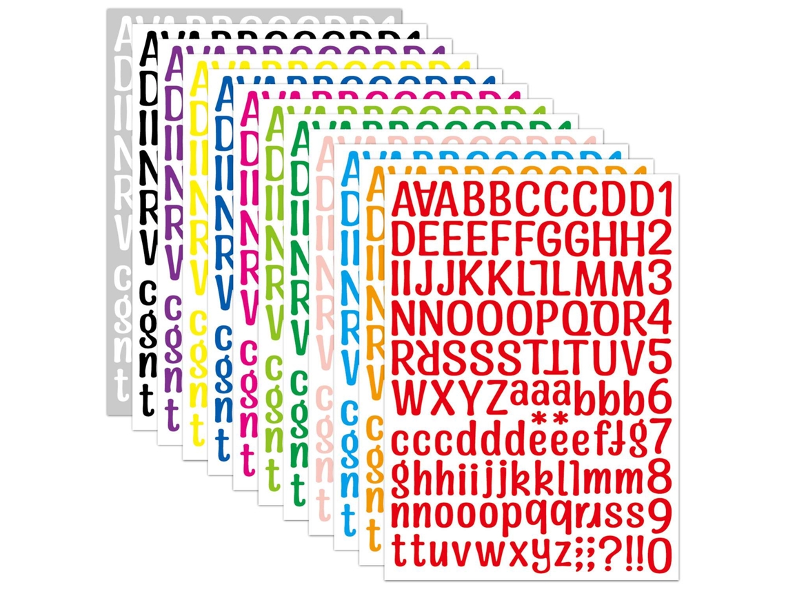 Autocolantes INF Letras e Números (12 Folhas A4 - 1512 Unidades ...