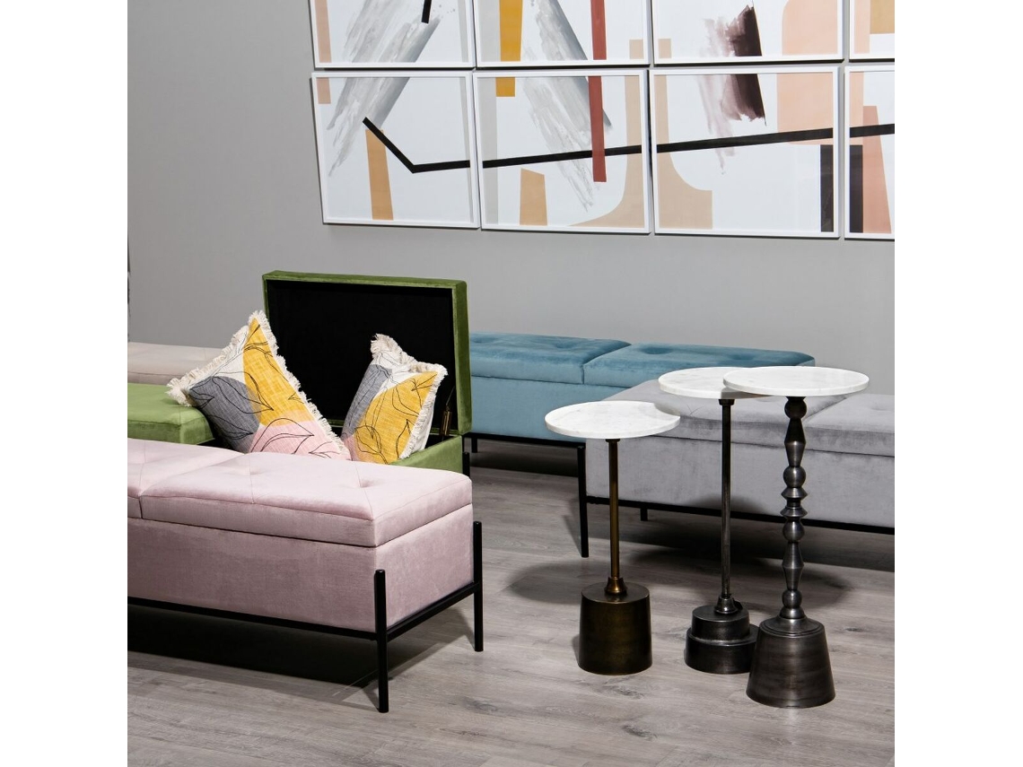 Mesa de apoio 29,5 x 29,5 x 63,5 cm Prata Alumínio Branco Mármore ...