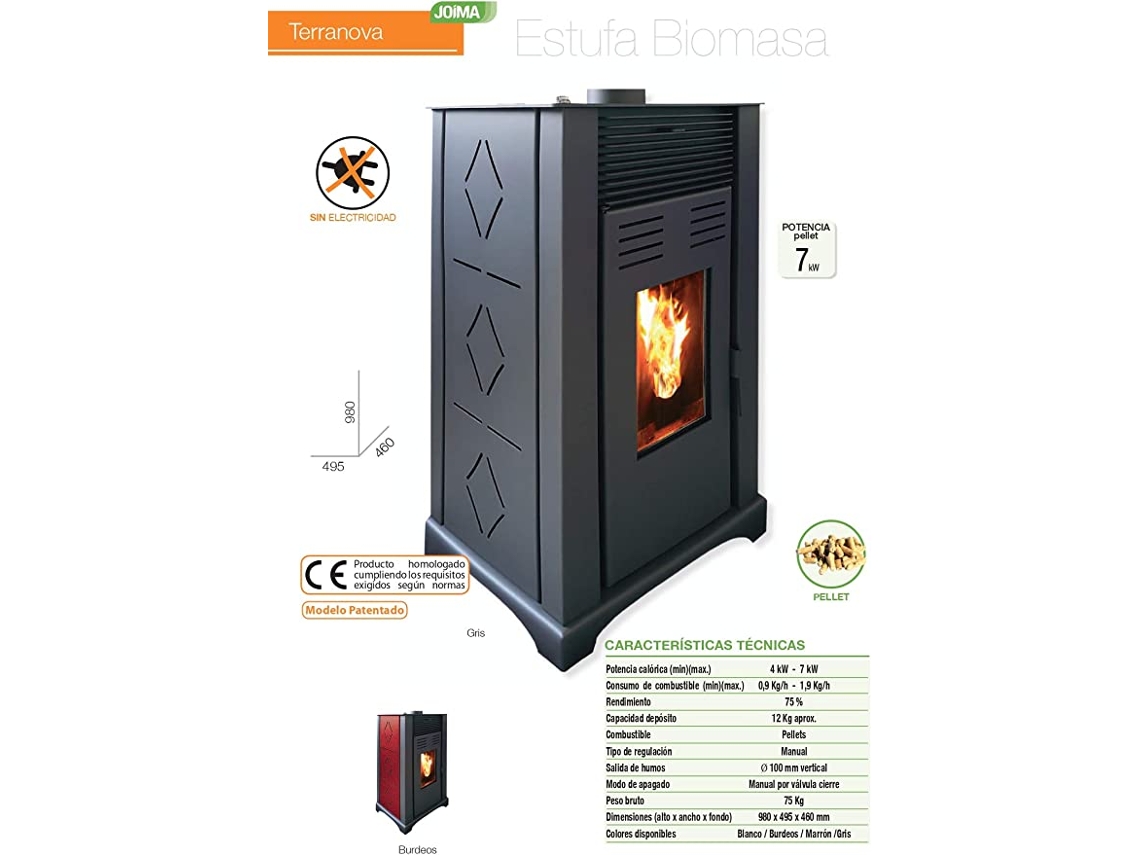 Fogão a Pellet Joima Terranova 7 Kw Cinza | Worten.pt
