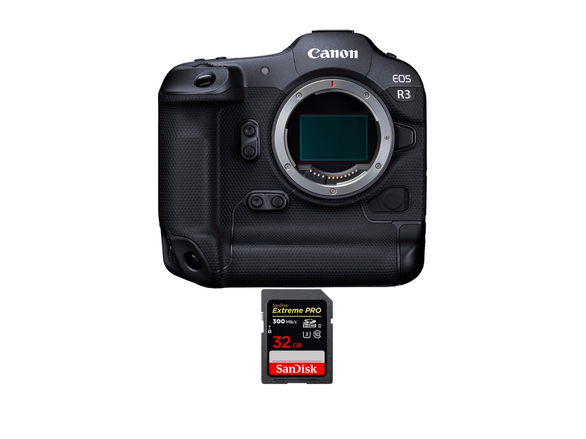 Máquina Fotográfica CANON Eos R3 Corpo + 1 Sandisk 32 GB Extreme Pro ...
