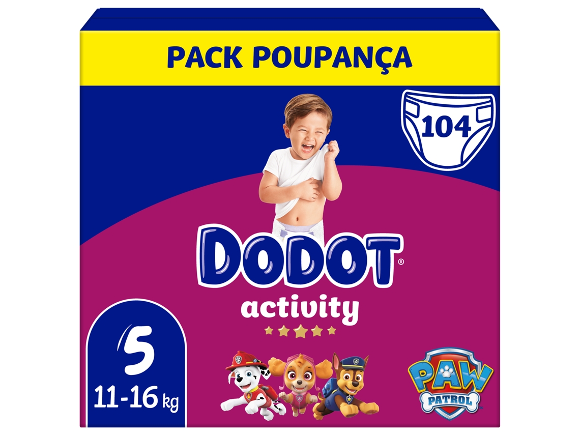 Fraldas DODOT Activity T5 (2x52 - 104 Unidades) | Worten.pt
