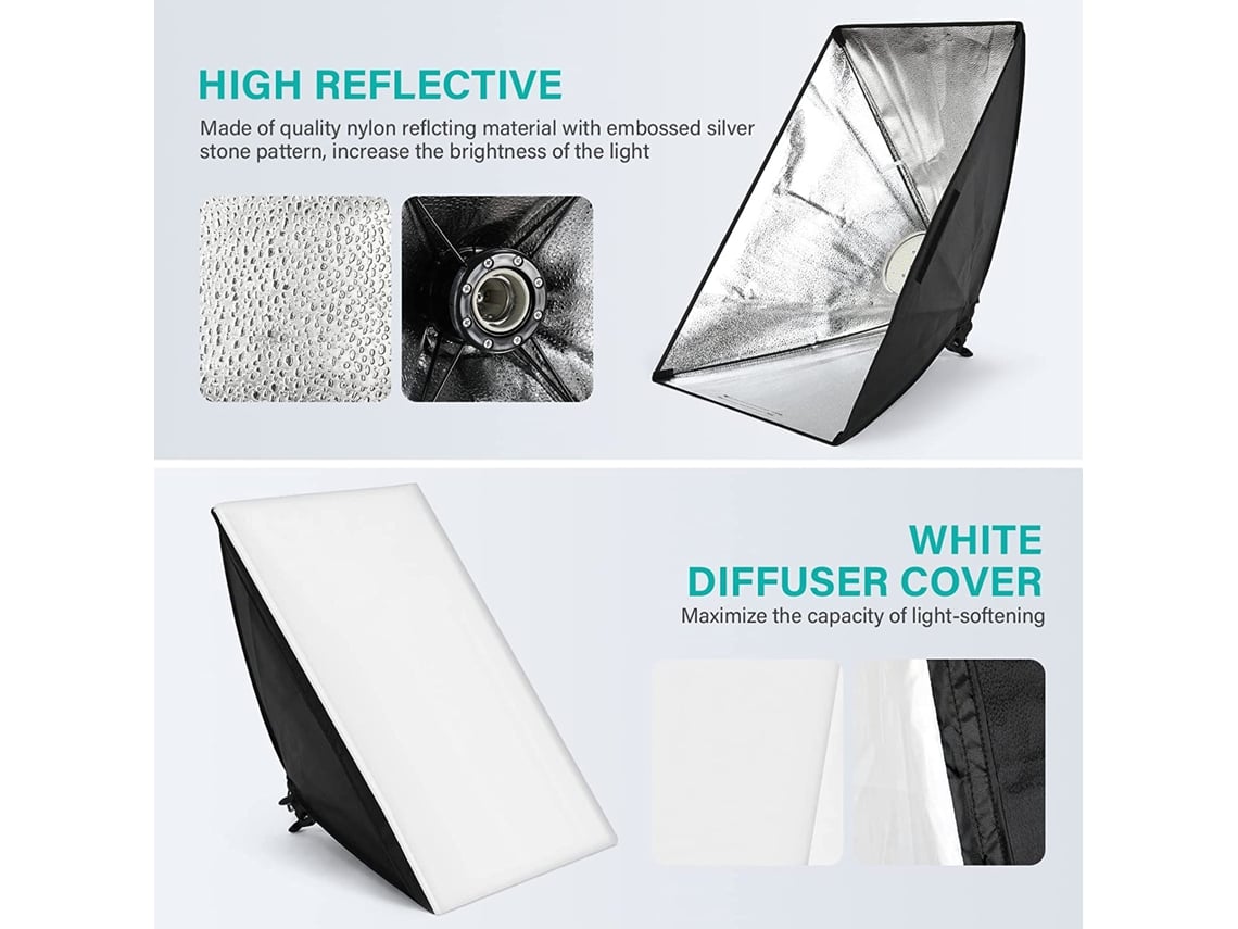 Iluminação de Estúdio LED Kit 2 Softboxes Extensíveis Bicolor com ...