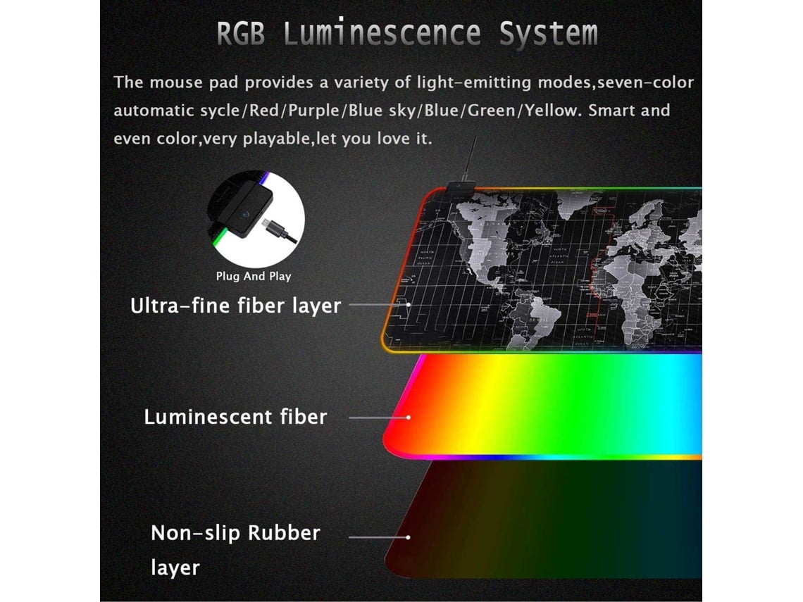 Mapa-Múndi Do Mouse Pad Rgb com 14 Modos de Luz INF (Preto) | Worten.pt