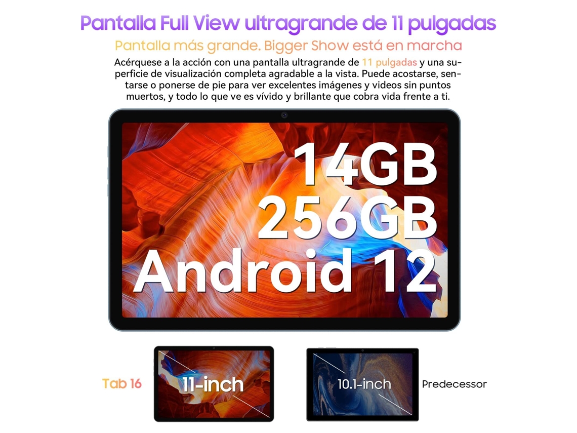Tablet BLACKVIEW Tab 16 (11'' - Bluetooth 5.0 - 14 GB RAM - 256 GB ...