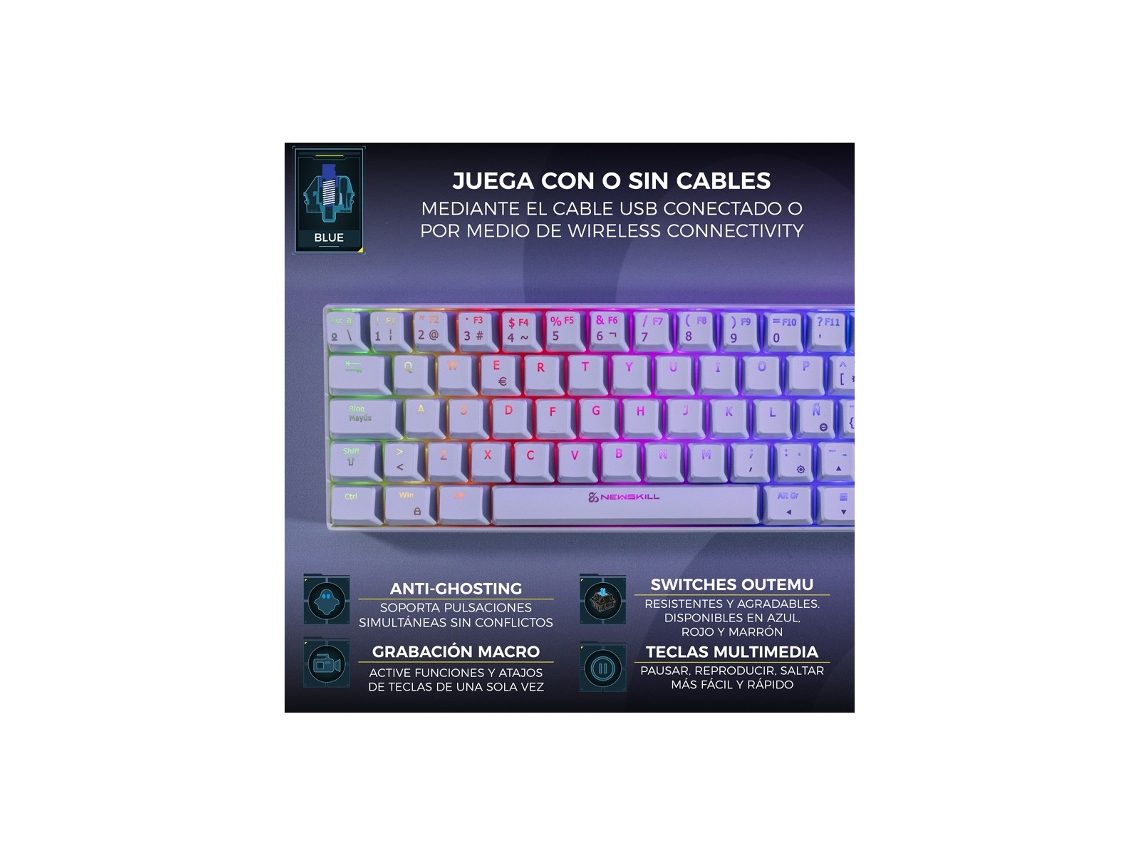 Teclado Gaming NEWSKILL Pyros ivory RGB | Macros | Antighosting ...