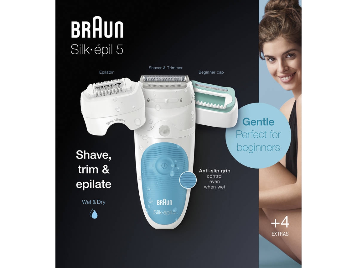 Depiladora BRAUN 5610 4 Extras (Arranque - Multi-zonas - Recarregável ...