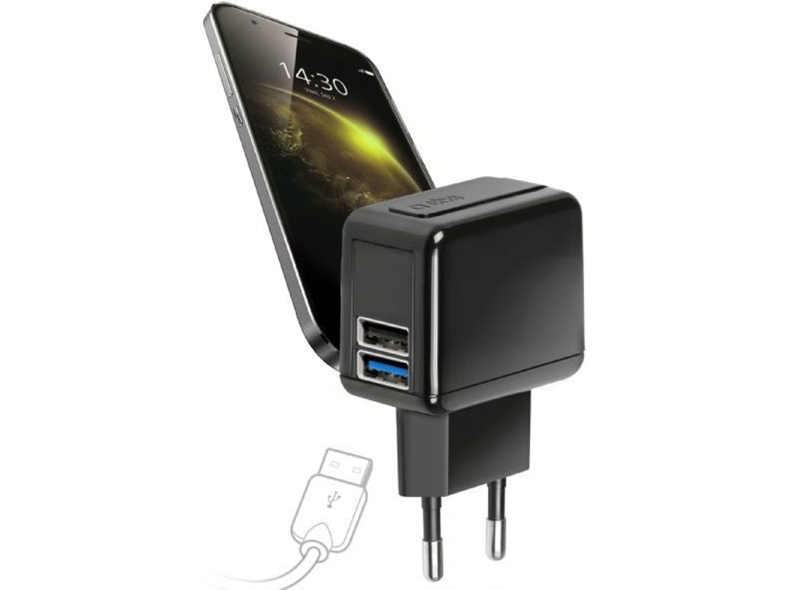 Carregador Viagem SBS 2x USB 2400 mAh Preto | Worten.pt