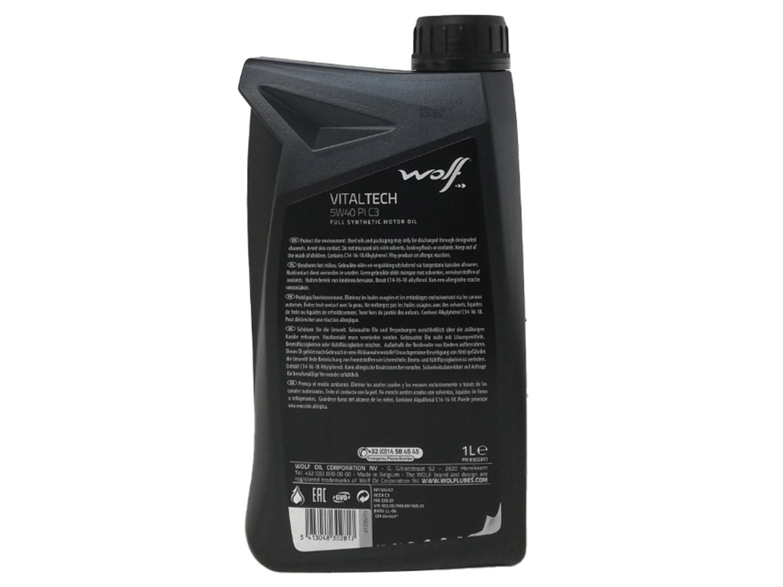 Óleo de Motor WOLF Vitaltech 5W40 PI C3 (1 L) | Worten.pt