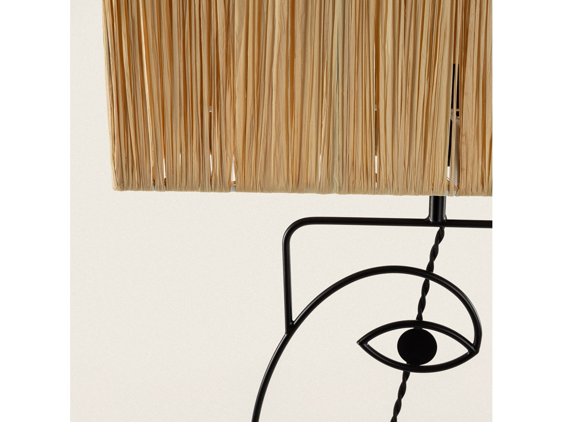 LEDKIA Candeeiro de Mesa Metal e Ráfia Face Preto | Worten.pt