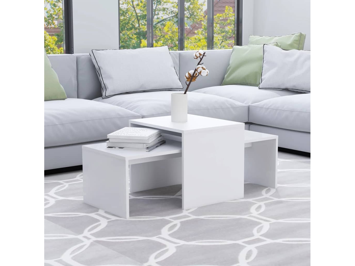 Conjunto Mesas de Centro 100X48X40 Cm Contraplacado Branco | Worten.pt