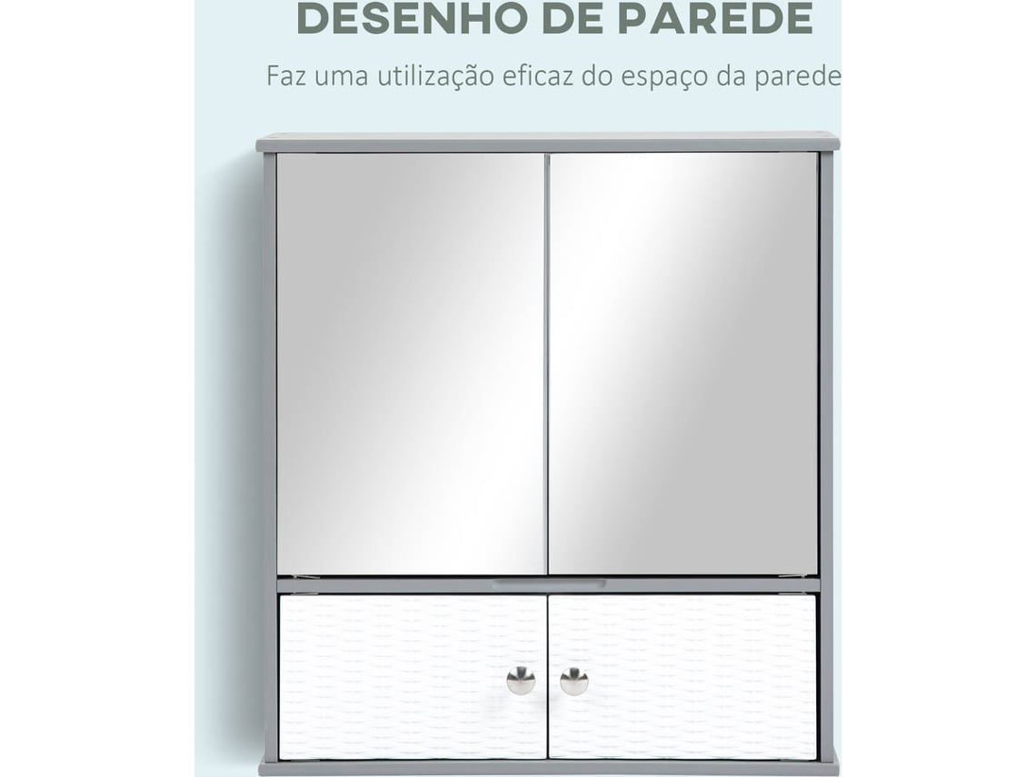 Armário Casa de Banho com Espelho Móvel Suspenso de Casa de Banho com 4 ...