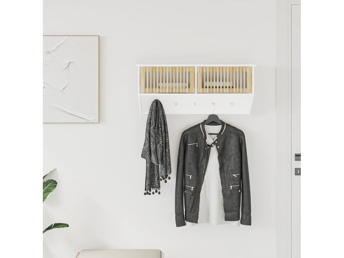 Bengaleiro Parede com Ganchos 80X24X35,5Cm Deriv. Madeira Branco VIDAXL ...