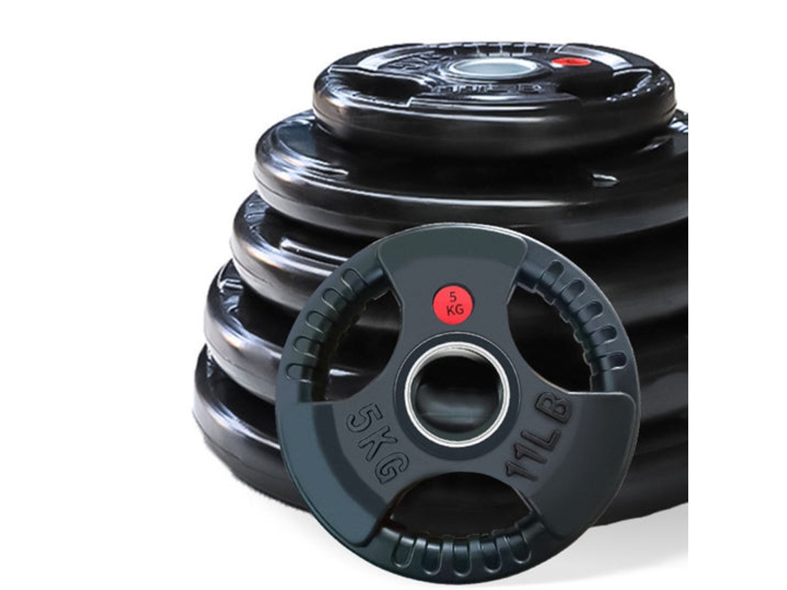 Conjunto de 2 Discos de Musculação 3 Alças 50 Mm FITNESS TECH 5 kg ...