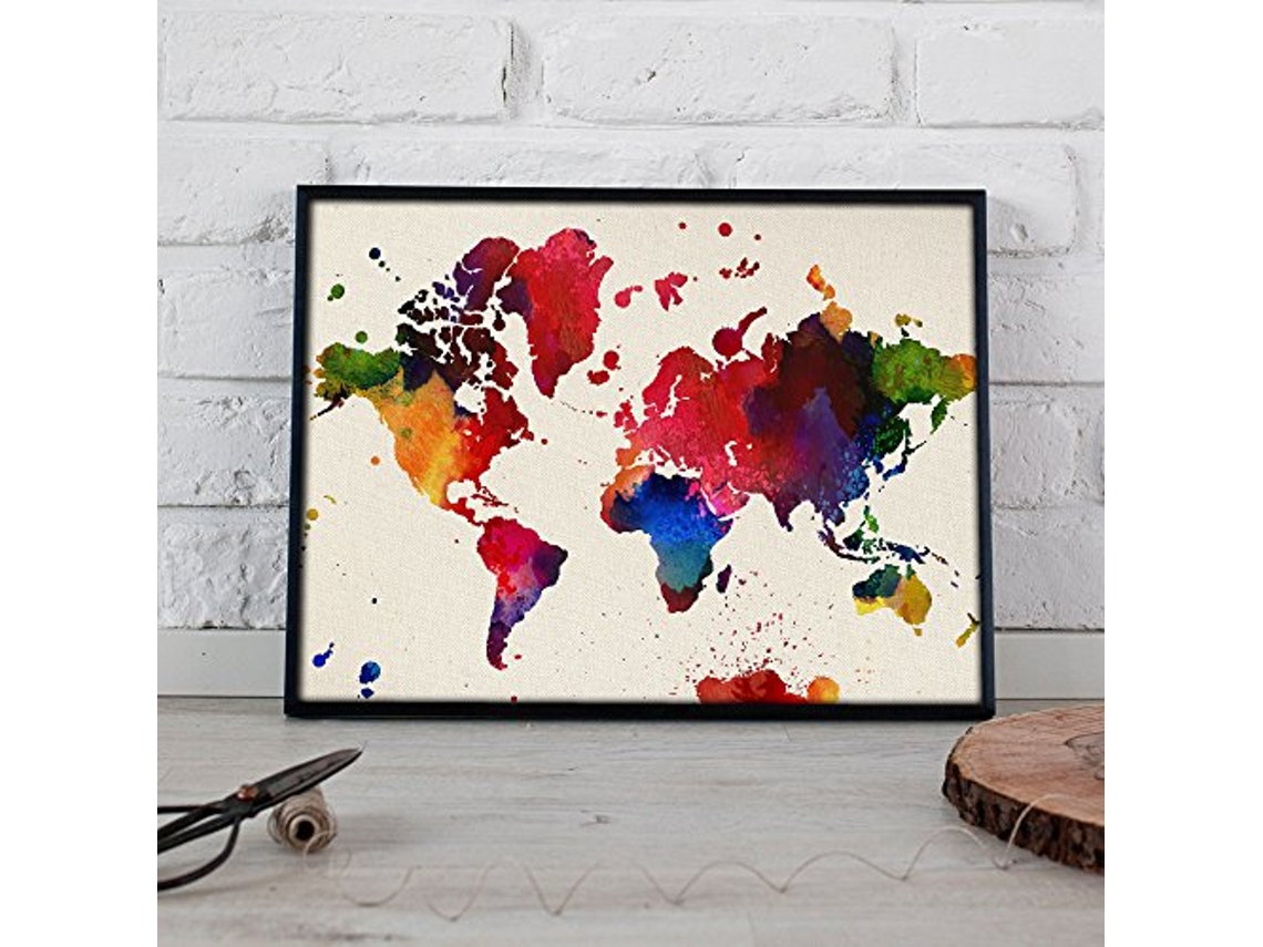 Mapamundi Ligsm Mapa Do Mundo Poster Com Imagens Do Mundo Do Aquarela ...