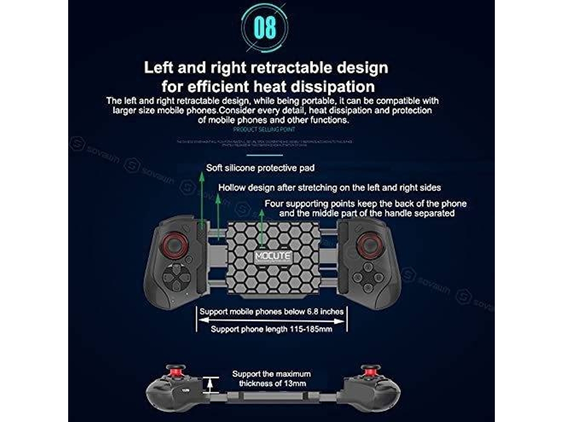Bluetooth Mobile Game Controller para Iphone / Android / Pc Multifuncional Telescopic Wireless ...