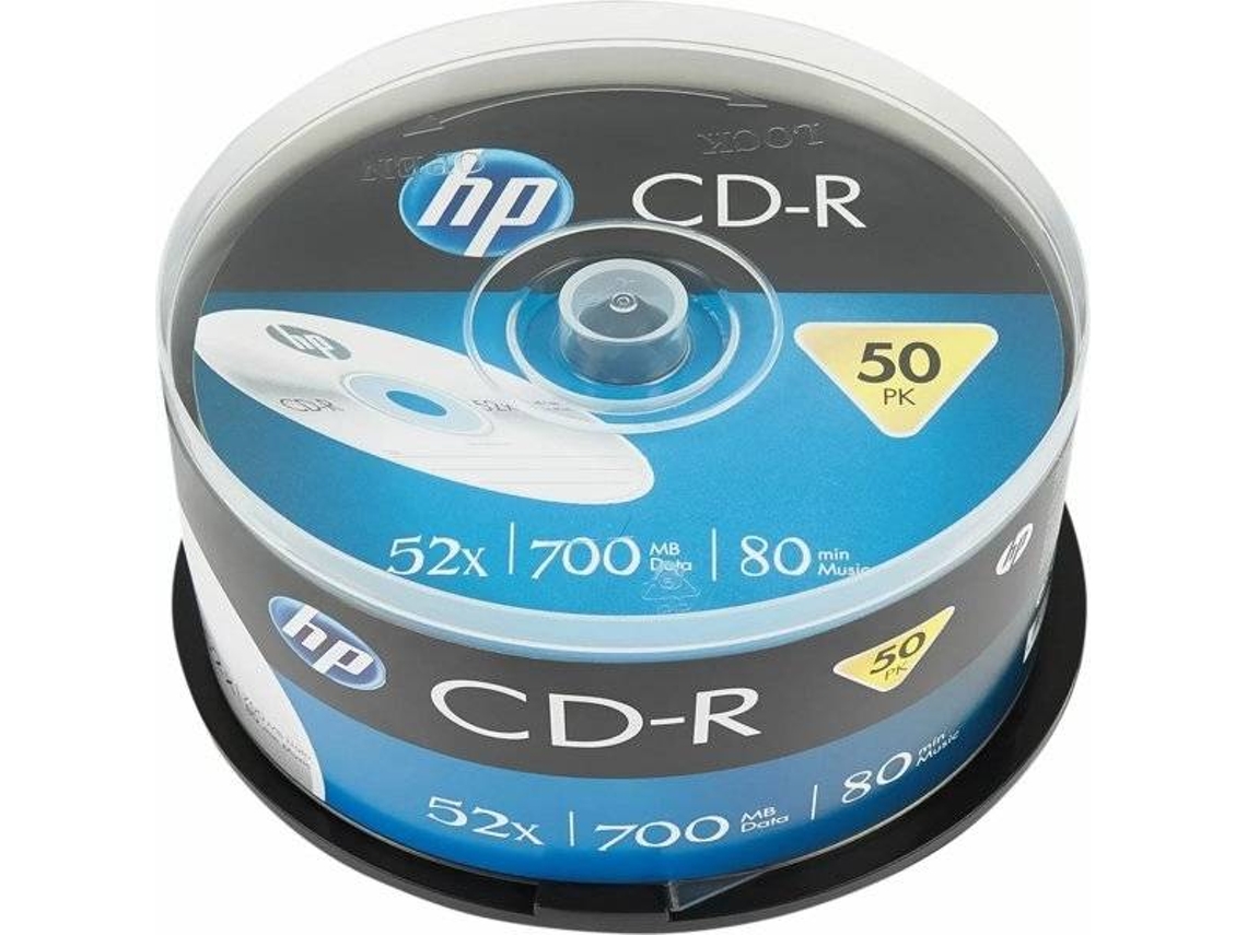 CD+R PRINT HP 80Min 700MB 52x Cake Box (50 unidades) | Worten.pt