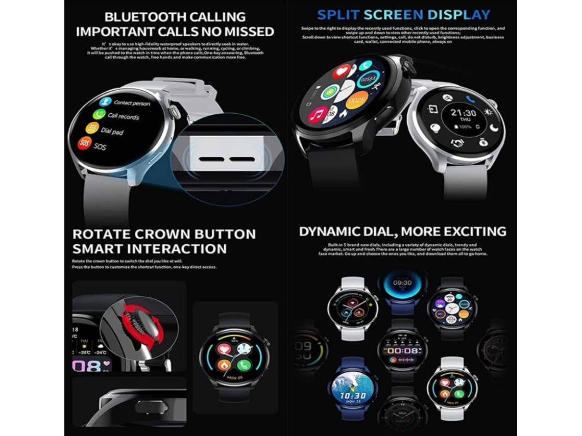 Smartwatch ENKERS Bluetooth Talking Activity Tracker com Monitor de ...