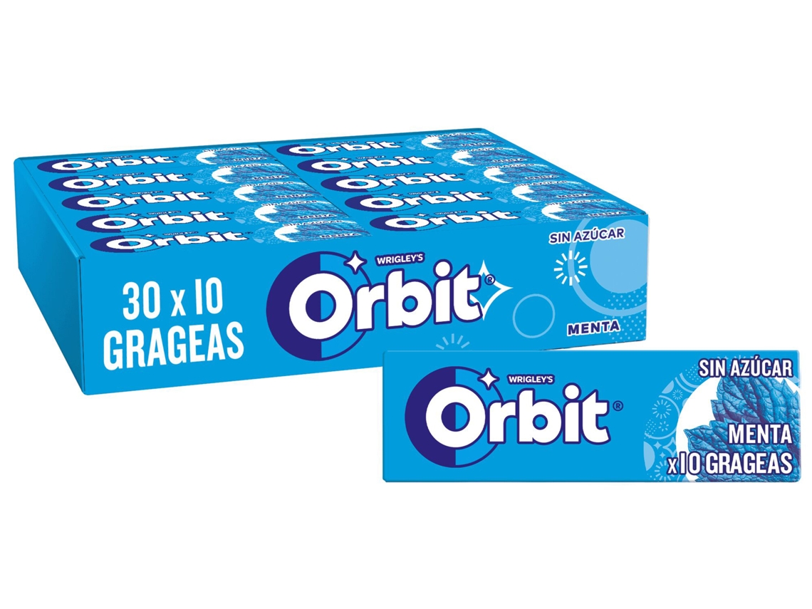 Pastilhas Sem Açúcar de Menta em Drageias ORBIT 30 packs de 10 uds ...