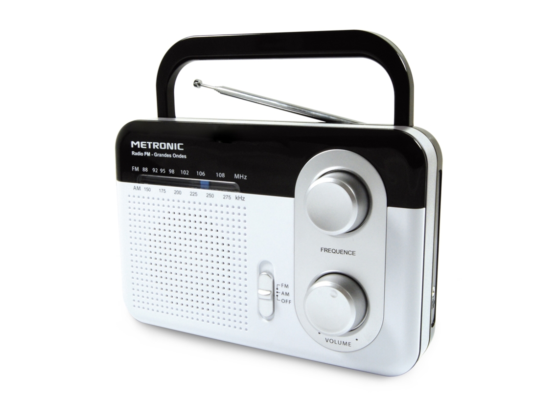 Rádio METRONIC 477220 (Branco - Analógico - AM/FM - Pilhas e corrente ...