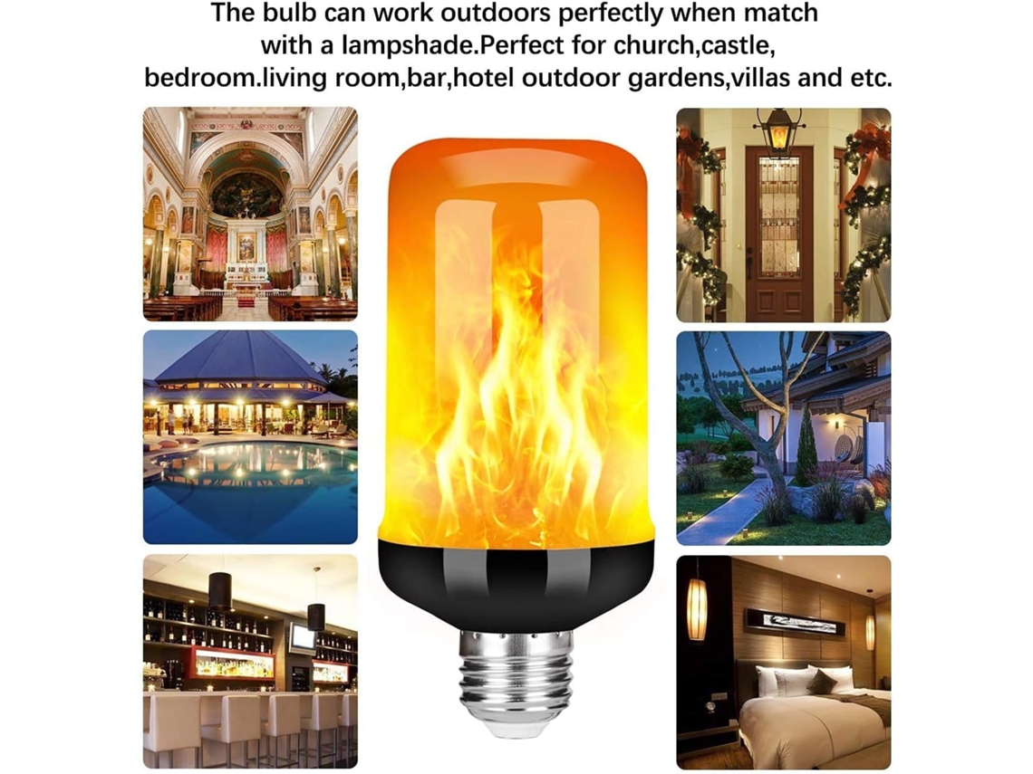 Lâmpada de Chama E27 5W Led com Efeito de Chama com 4 Modos de Luz para ...