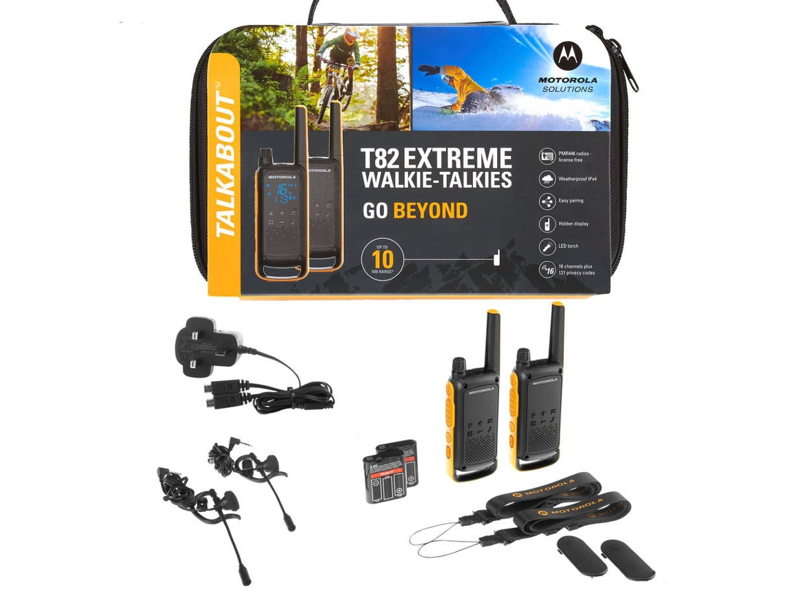 Walkie-Talkie MOTOROLA T82 Extreme Duo (16 Canais - 121 Sub-Canais - Até 10 Km - Até 18h - Preto ...