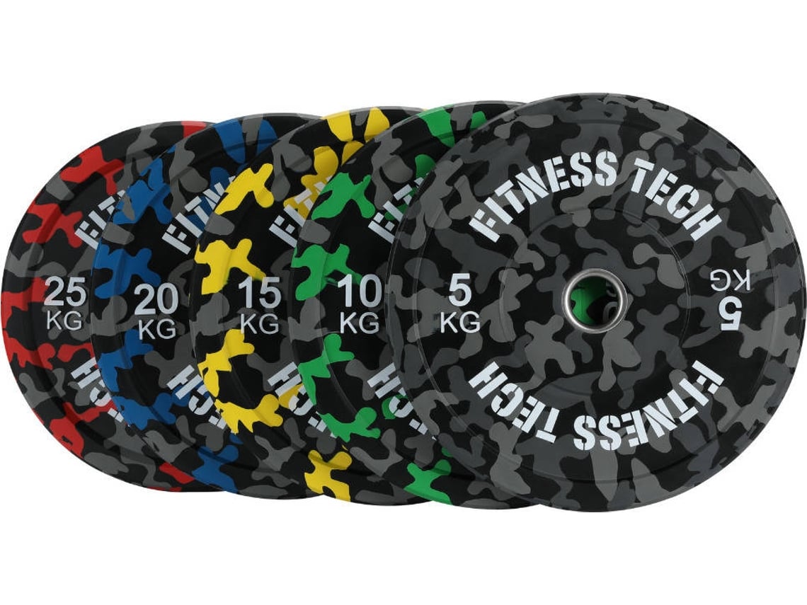 Disco de Musculação FITNESS TECH Camuflagem Verde (10 kg) | Worten.pt