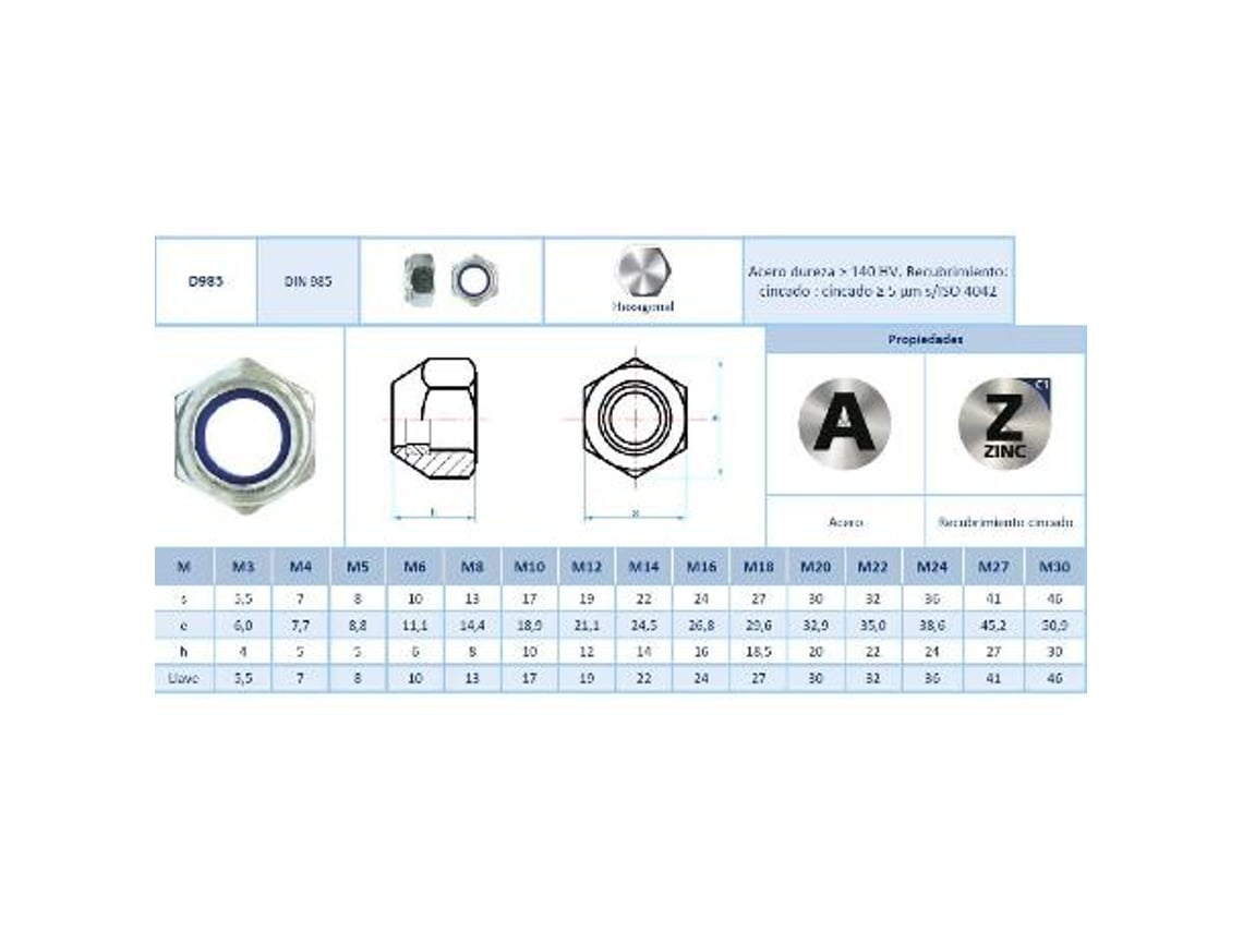 Box tuerca hexagonal din 985 cincada metrica m-4 | Worten.pt