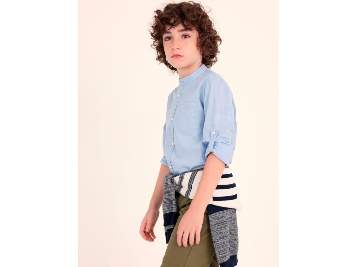 Camisa MAYORAL Lisa Manga Comprida Algodão para Menino (14 anos - Azul ...