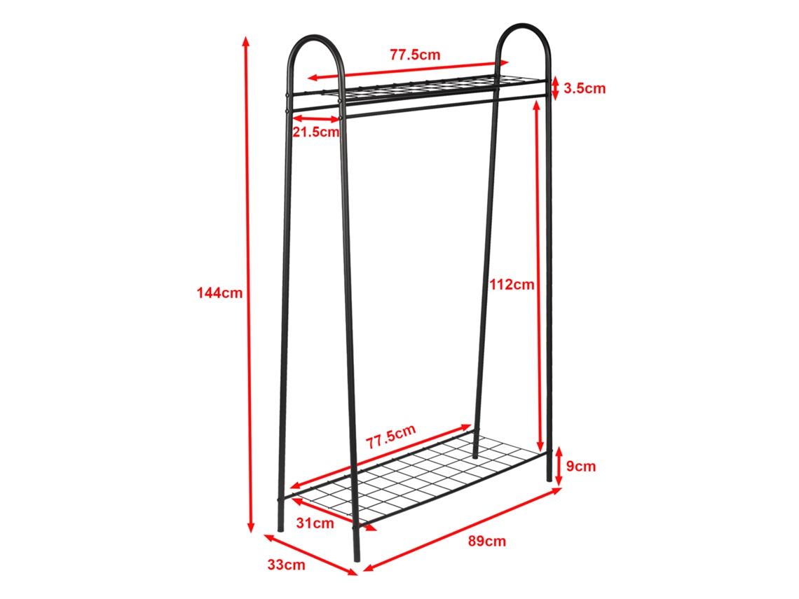 Bengaleiro [EN.CASA] (Preto - Metal - 144 x 89 x 33 cm) | Worten.pt