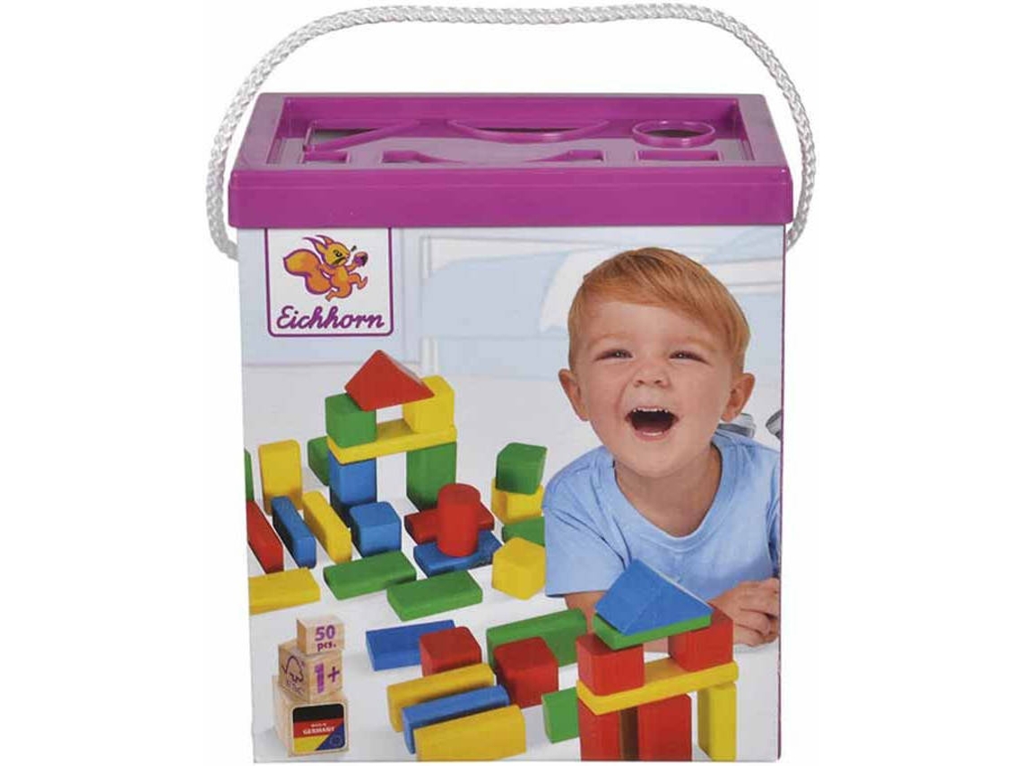 Jogo Educativo SIMBA Balde com 50 Blocos de Madeira (Idade Mínima: 1 ...