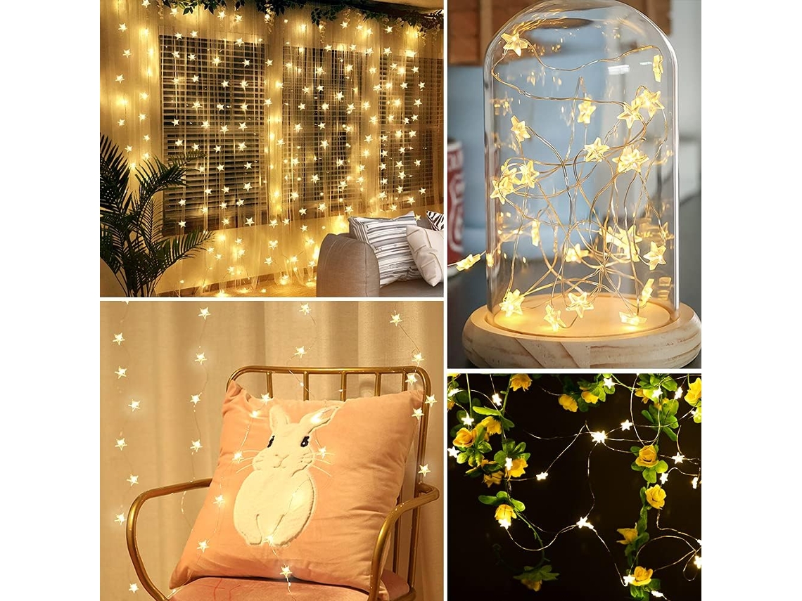 Luzes de Fada de Corda para Decoração de Quarto de Festa de Natal Luzes ...