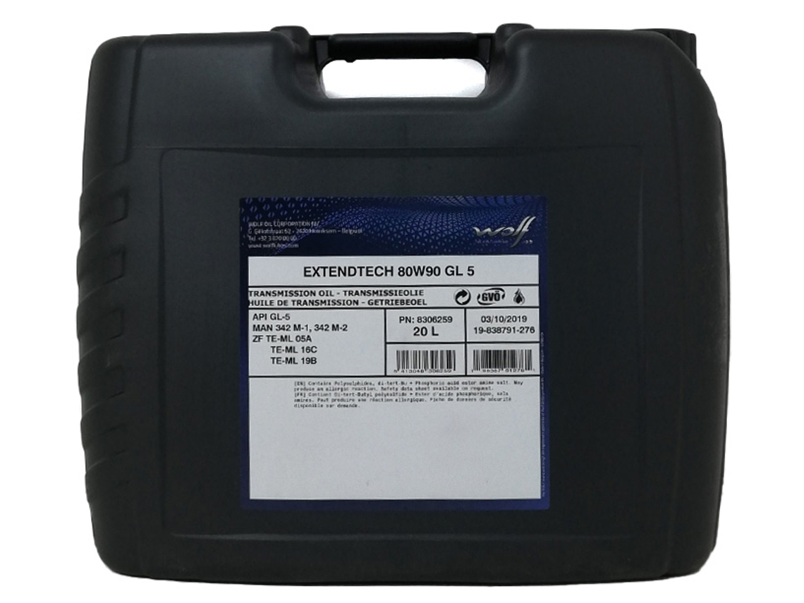 Óleo de Caixa de Velocidades WOLF Extendtech 80W90 GL 5 (20 L) | Worten.pt