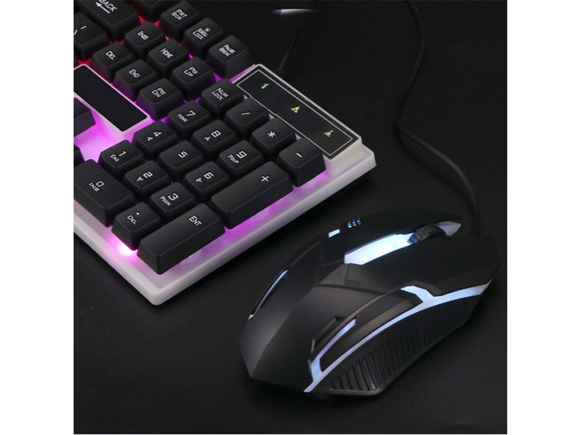 Teclado Gaming + Rato ELKUAIE Layout Retroiluminado Por Led (Inglês ...
