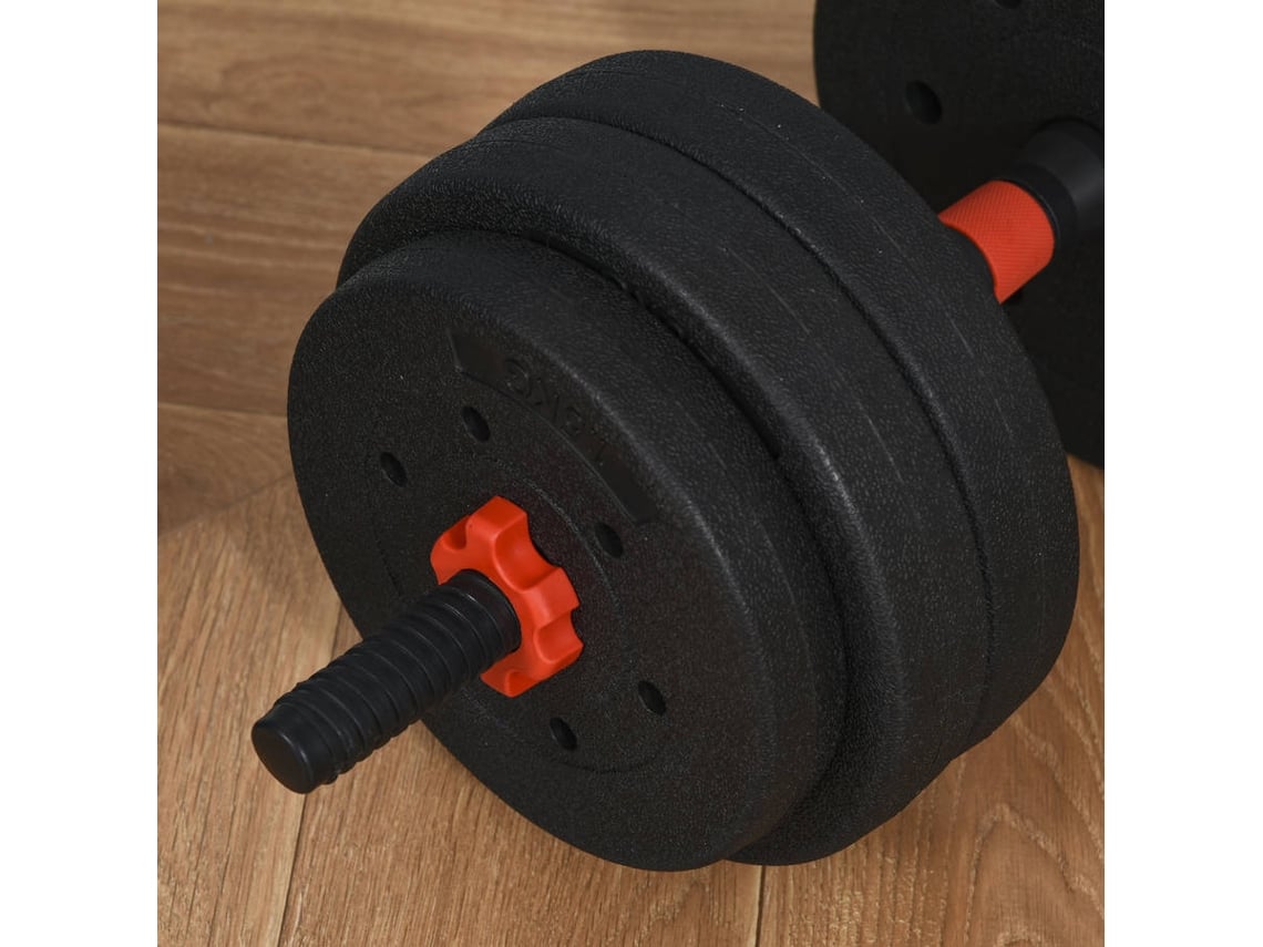 Conjunto de Halteres HOMCOM Barra Ajustável (Preto - 2.5x50cm - 2 Un ...