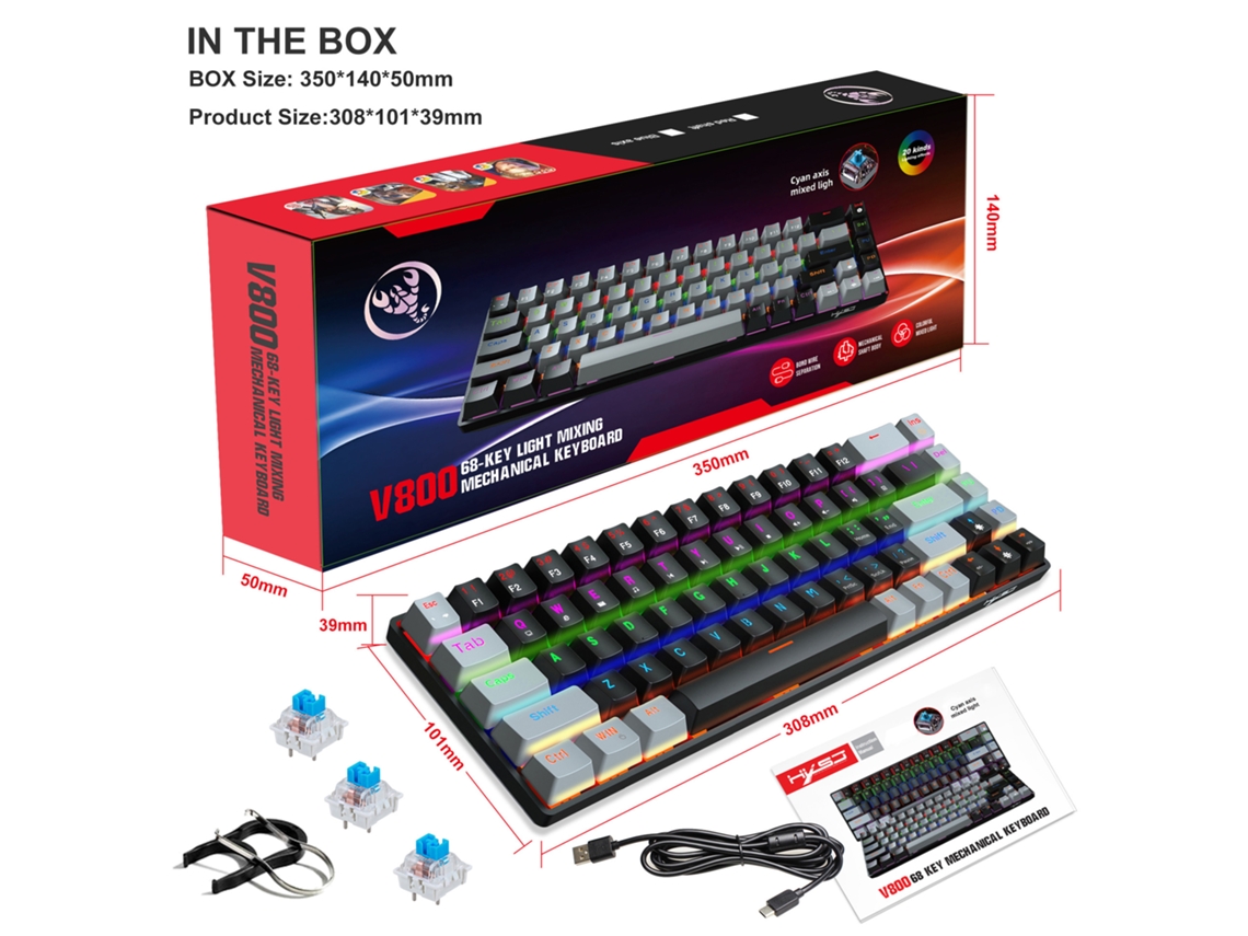 Teclado Gaming TRUMSEN V800 RGB (Mecânico - Português - Negro ) | Worten.pt