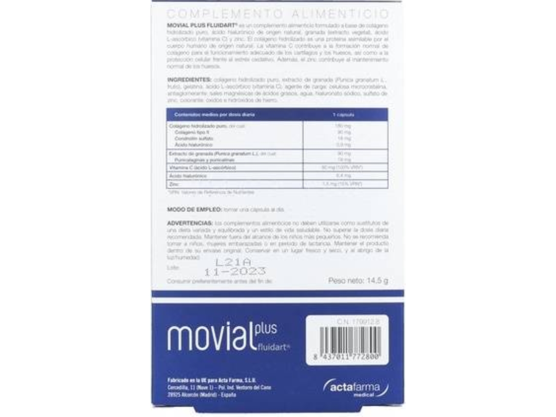 Suplemento Alimentar ACTAFARMA Movial Plus Fluidart (28 cápsulas ...