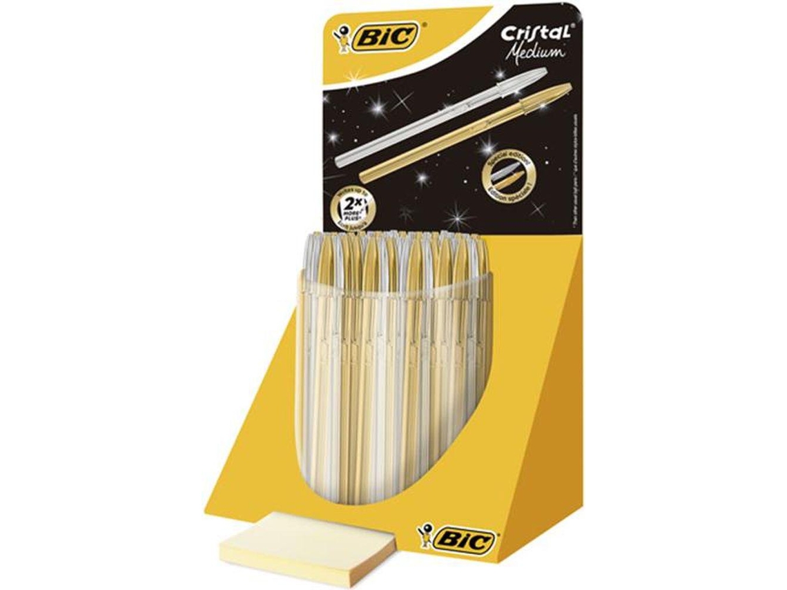 Esferográfica Bic Cristal Dourada e Prateada Expositor de 40Unidades ...
