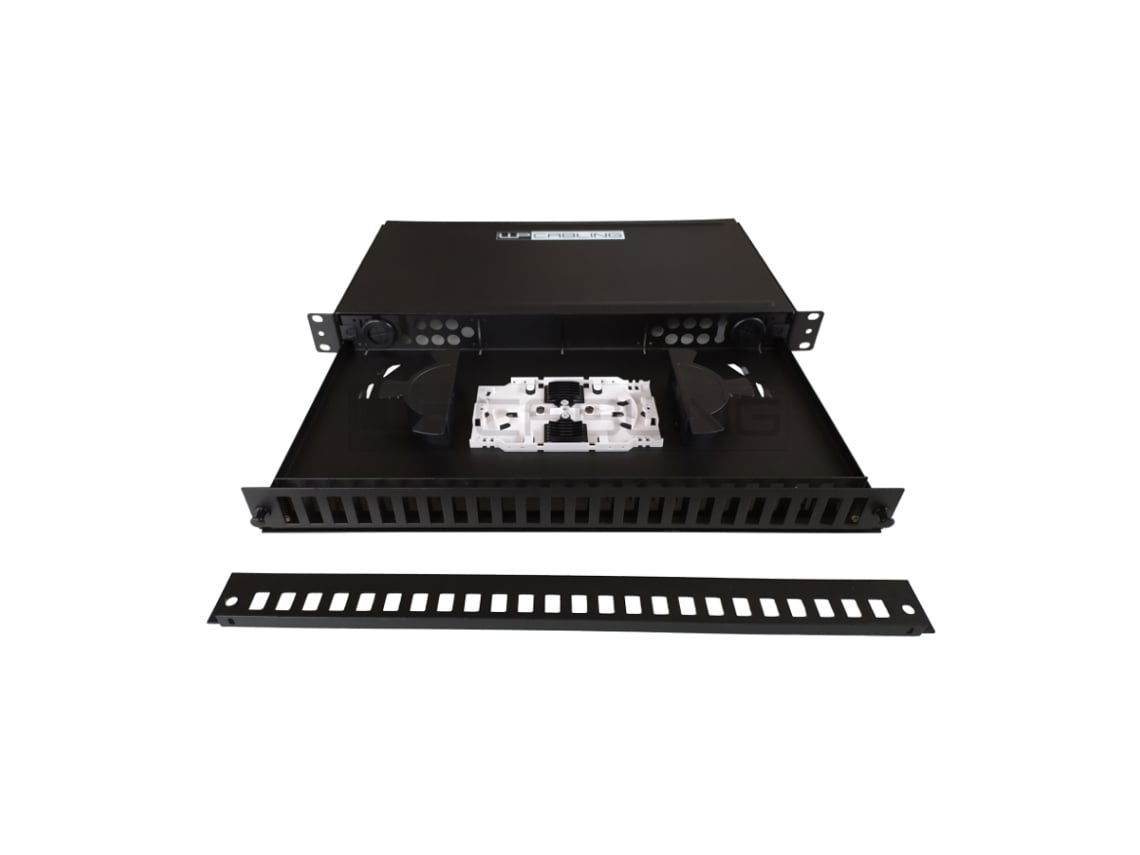 19" 1U Prof.slide Splice box with double front panels 24 SC/dx & 24 LC ...