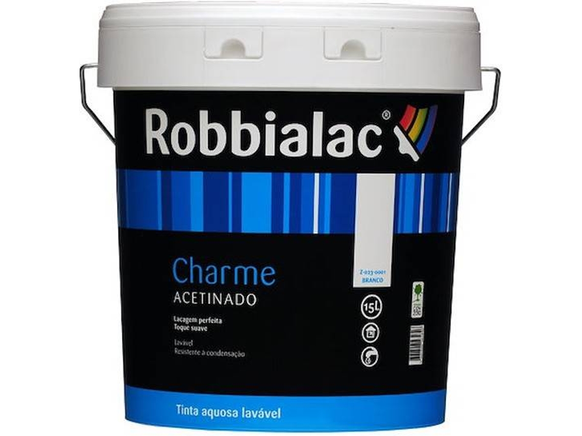 Tinta Aquosa Acetinada ROBBIALAC Charme (Branco - 15 L) | Worten.pt